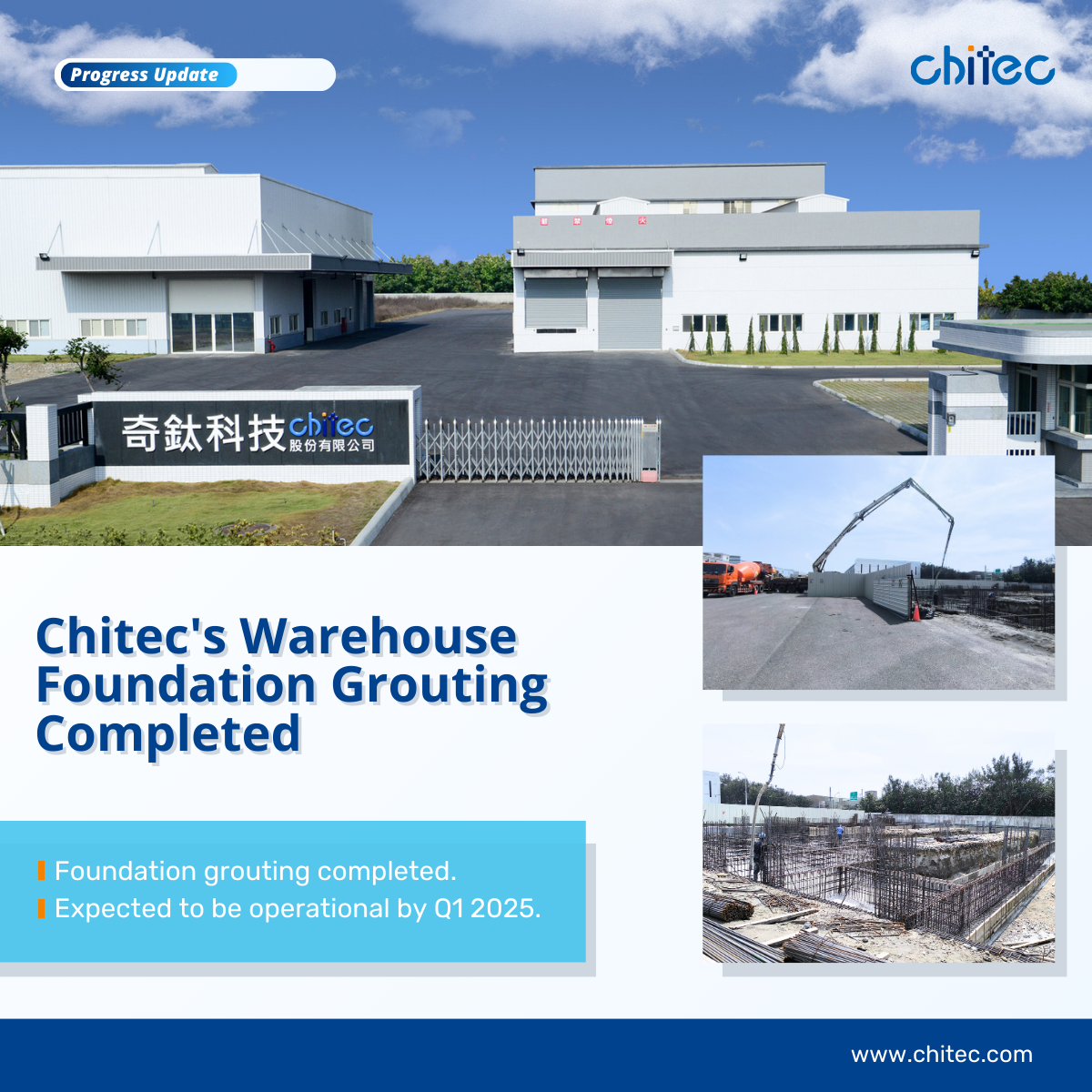 Chitec's Warehouse Foundation Grouting Completed, Operational in Q1 2025 ∣ Chitec Technology Co ...